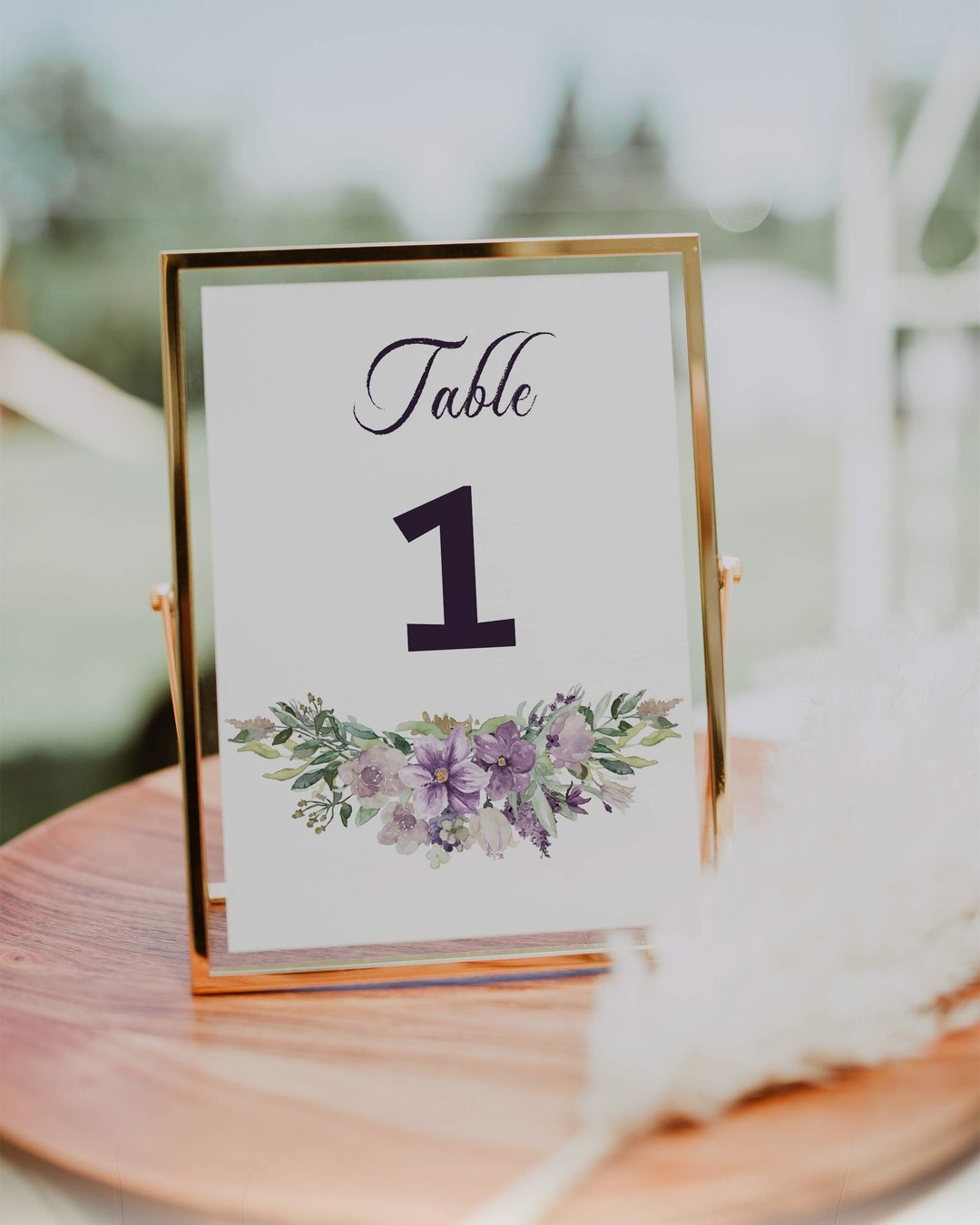 Purple Table Numbers Template for Vintage Wedding Girls Baby - Etsy