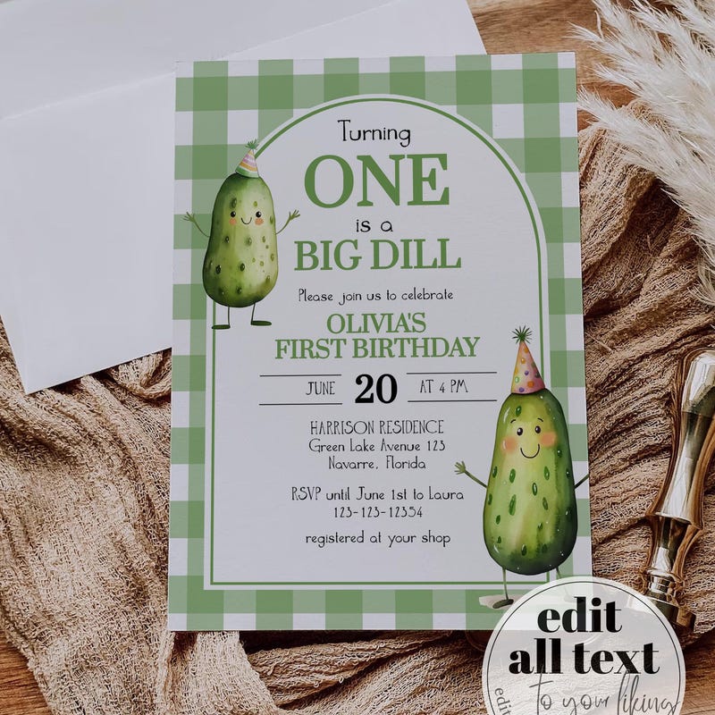 Pickle Birthday Invitation Template - Etsy
