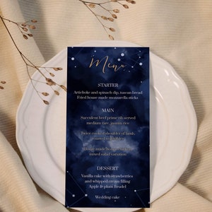 Starry Night Wedding Menu Card Template for Celestial Witchy | Etsy Canada
