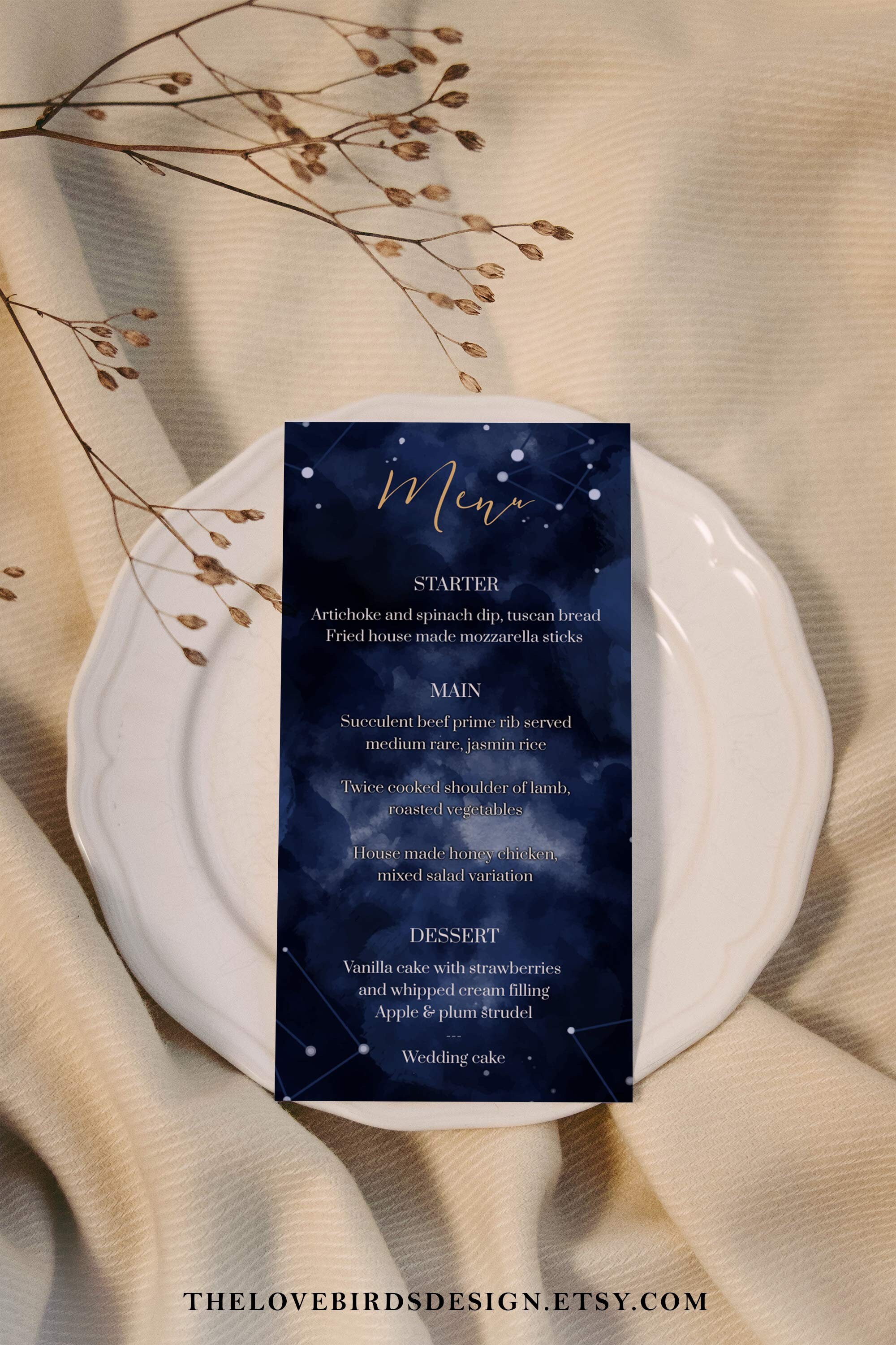 Starry Night Wedding Menu Card Template for Celestial Witchy - Etsy Canada