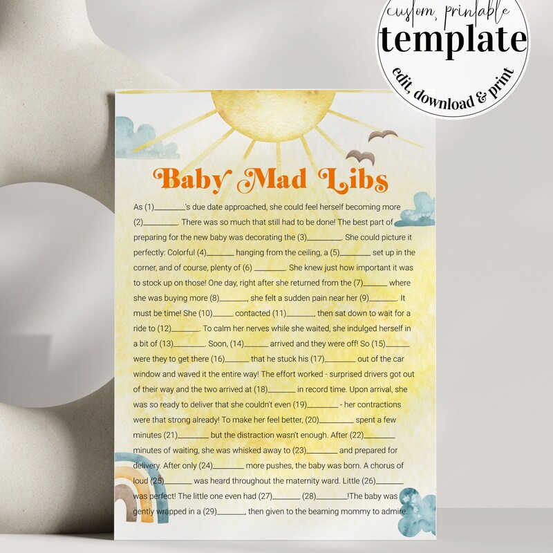 Baby Mad Libs - Etsy