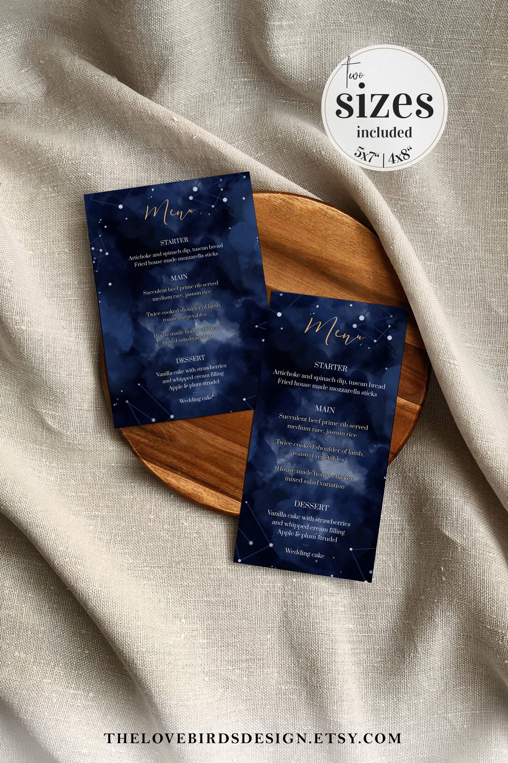 Starry Night Wedding Menu Card Template for Celestial Witchy - Etsy Canada