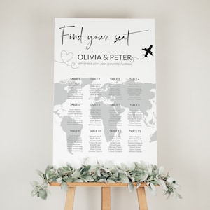 Destination Wedding Seating Chart Sign Printable Template for Travel ...