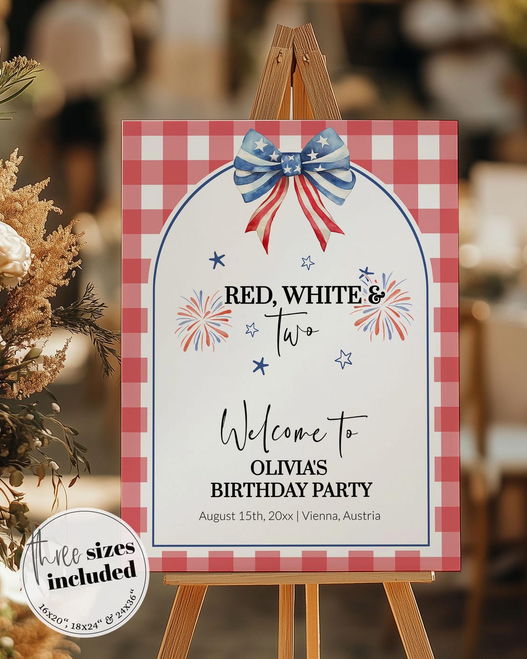 4th of July Second Birthday Welcome Sign Template BBQ Burger 2nd ...