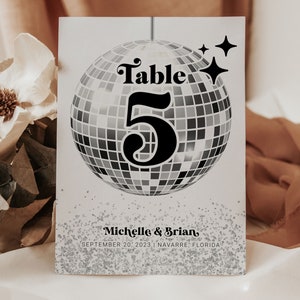 Disco Table Number Templates for Retro Wedding or Groovy Baby Shower ...