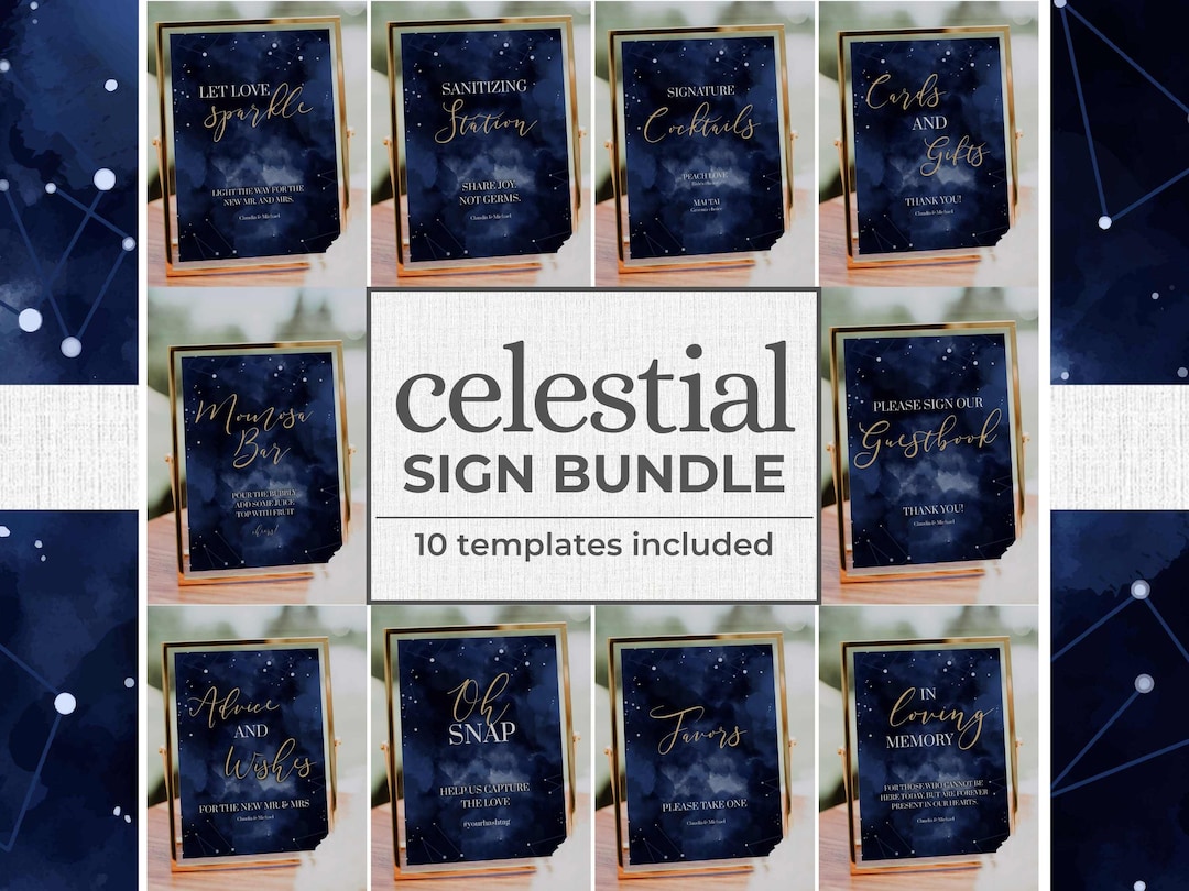 Celestial Wedding Sign Bundle | Editable Moon Wedding Signage | Moon ...