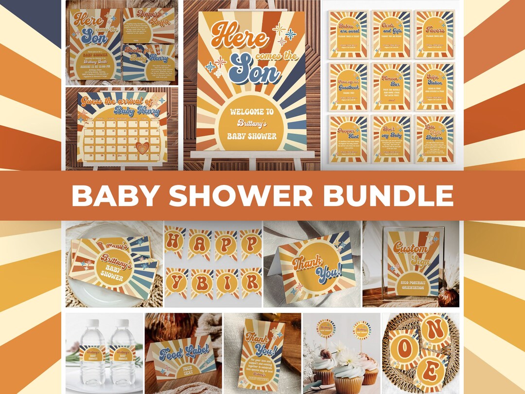 Sun Baby Shower Bundle | Here Comes the Son Invitation & Decor Set ...