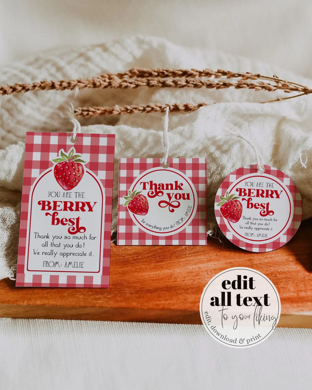 Thank You Berry Much Themed Party Favor Tags Sticker, Berry Best ...