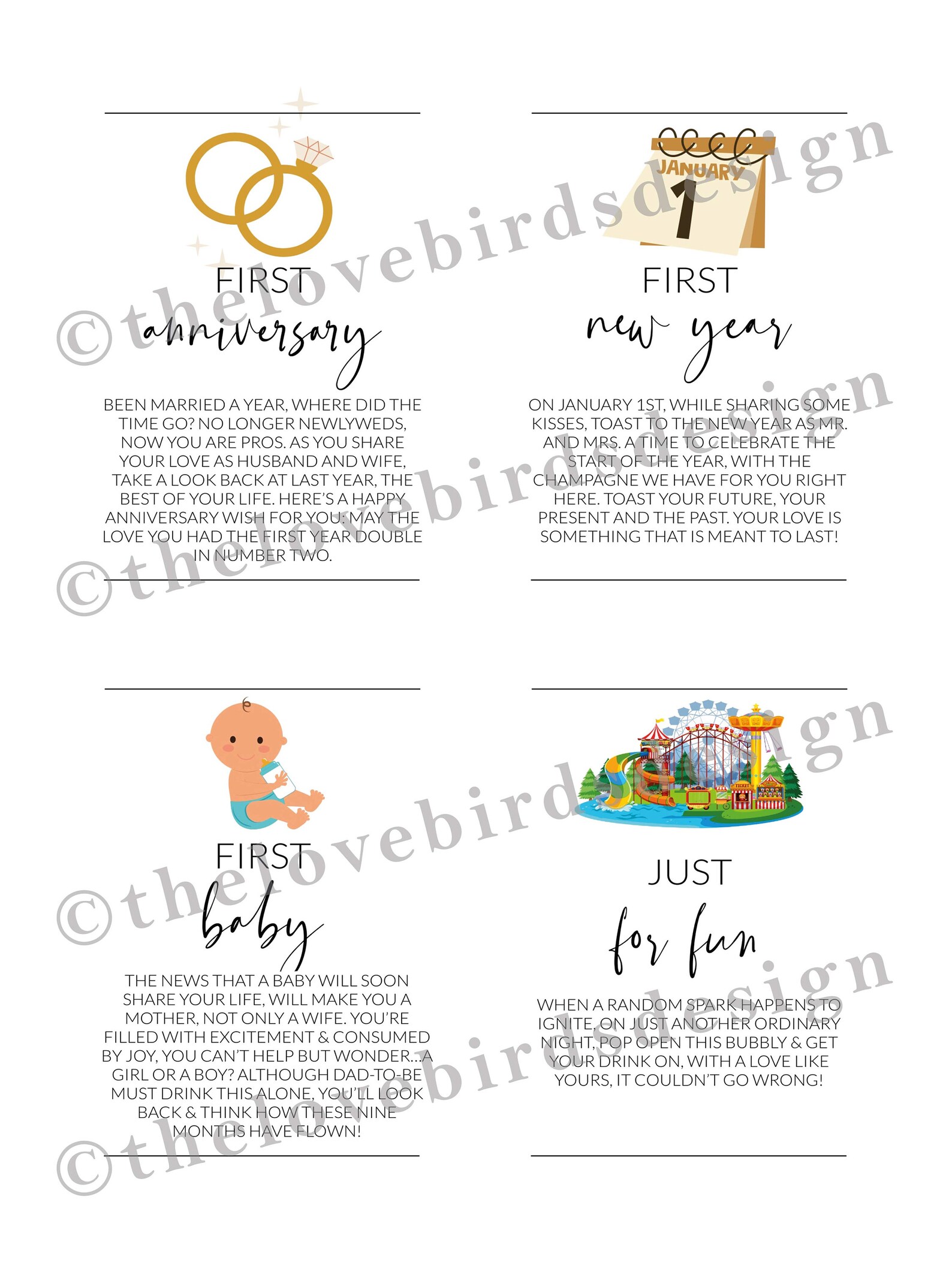 Marriage Milestone Wine Tags Year of Firsts Wine Basket Tags - Etsy