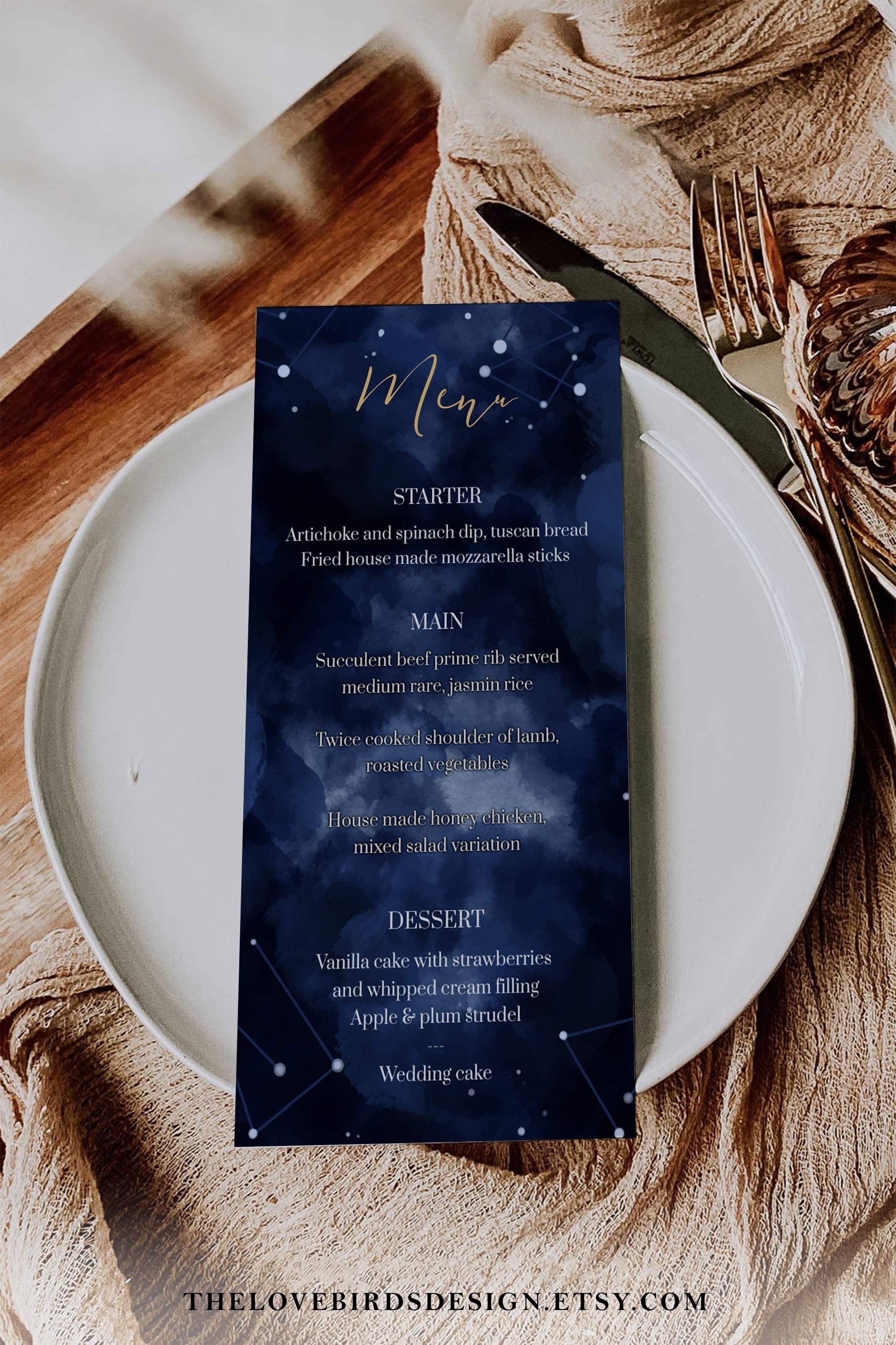 Starry Night Wedding Menu Card Template for Celestial Witchy - Etsy Canada