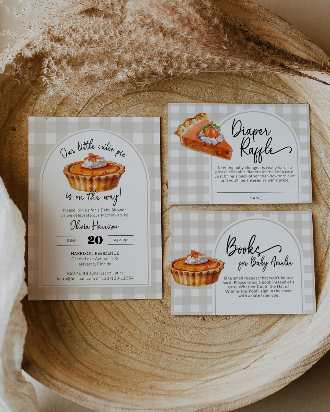Fall Cutie Pie Baby Shower Invitation Set, Thanksgiving Baby Shower ...