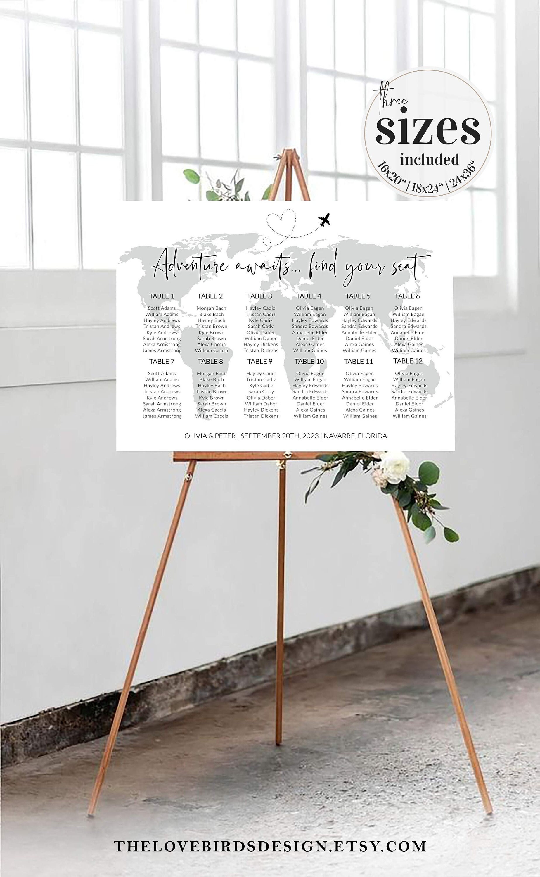 Travel Wedding Seating Chart for Destination Wedding Decor | Etsy
