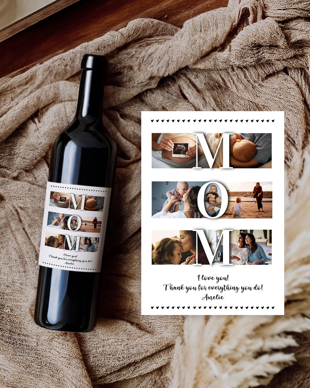 Custom Wine Label for Mom Mothers Day Wine Basket Gift From Daughter or ...