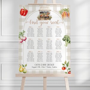 Locally Grown Seating Chart Baby Shower, Seating Chart Sign With ...