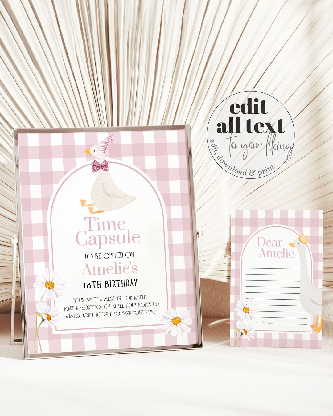 Silly Goose Time Capsule Game Template, Girls First Birthday ...