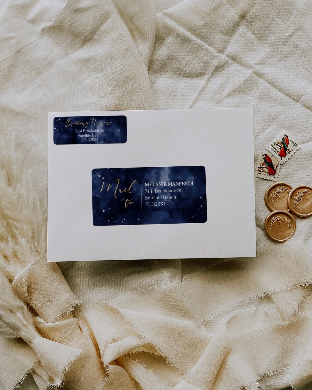 Wedding Guest Address Labels for Celestial Wedding Invitation or Moon ...