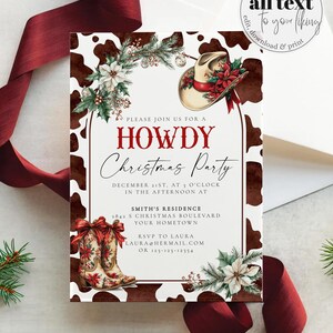 Western Christmas Party Invitation, Holiday Hoedown Cowboy Christmas ...
