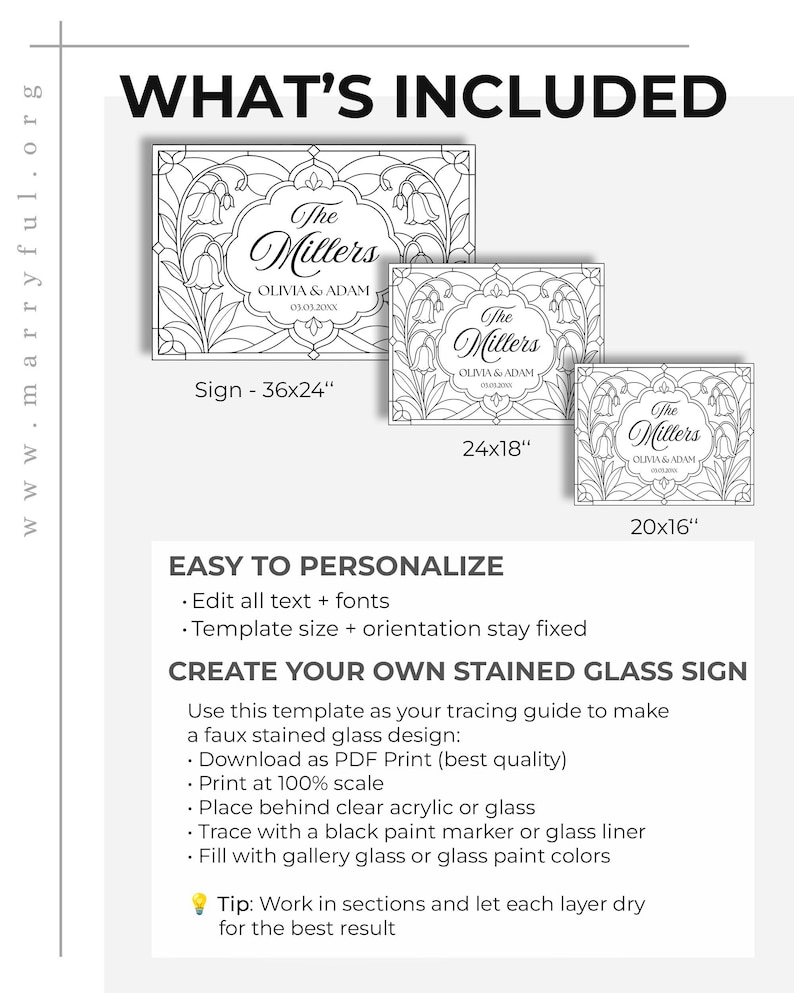 Wedding Last Name Keepsake Sign Template, Bellflower Stained Glass ...