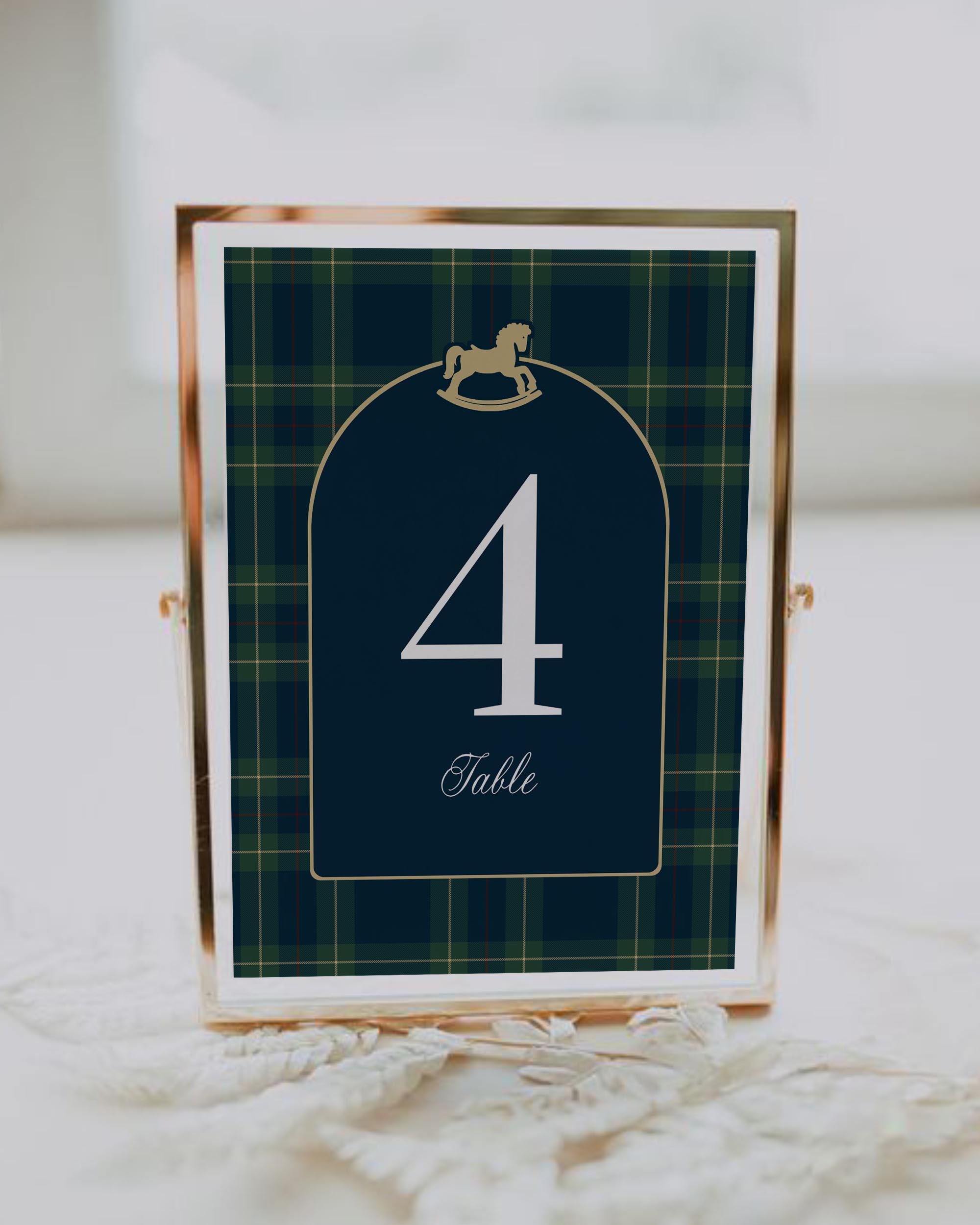 Polo Baby Shower Table Number Template, Vintage Navy Green Gold Rocking ...