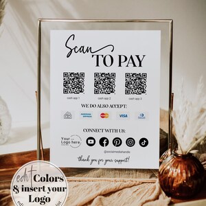 QR Code Payment Sign for Small Business Like Salon or Cleaning Business ...