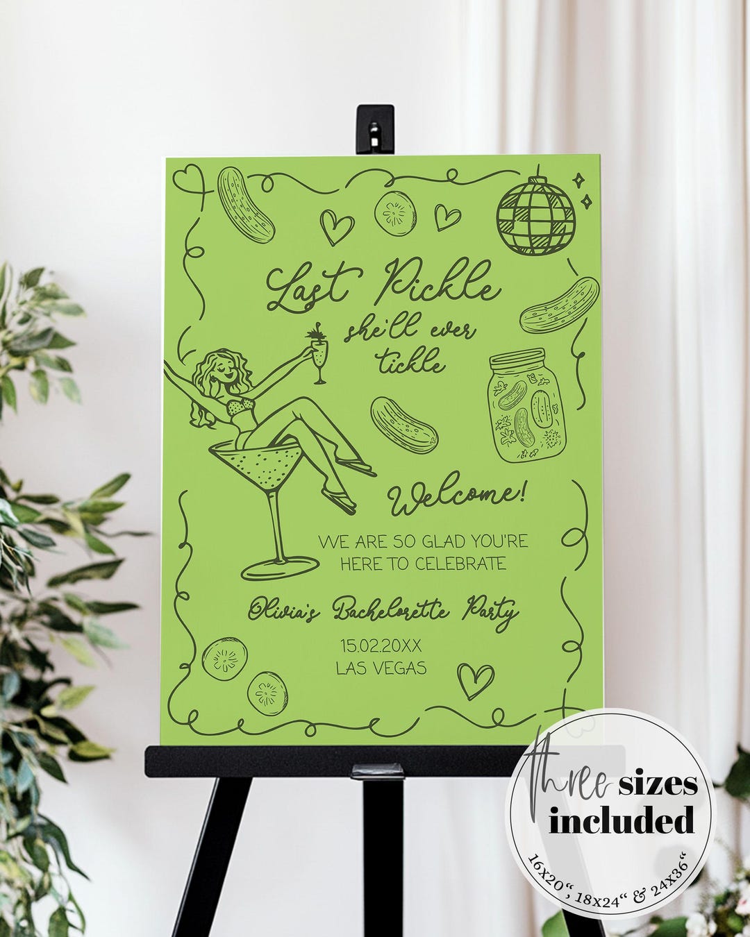Last Pickle Bachelorette Welcome Sign, Funny Bach Party Template - Etsy