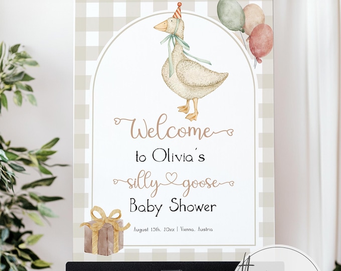 Silly Goose Welcome Sign Template, Cottagecore Baby Shower or First ...