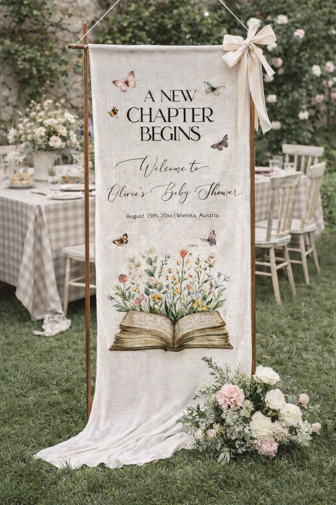 Storybook Wall Tapestry Welcome Banner, New Chapter Begins Linen Sign ...