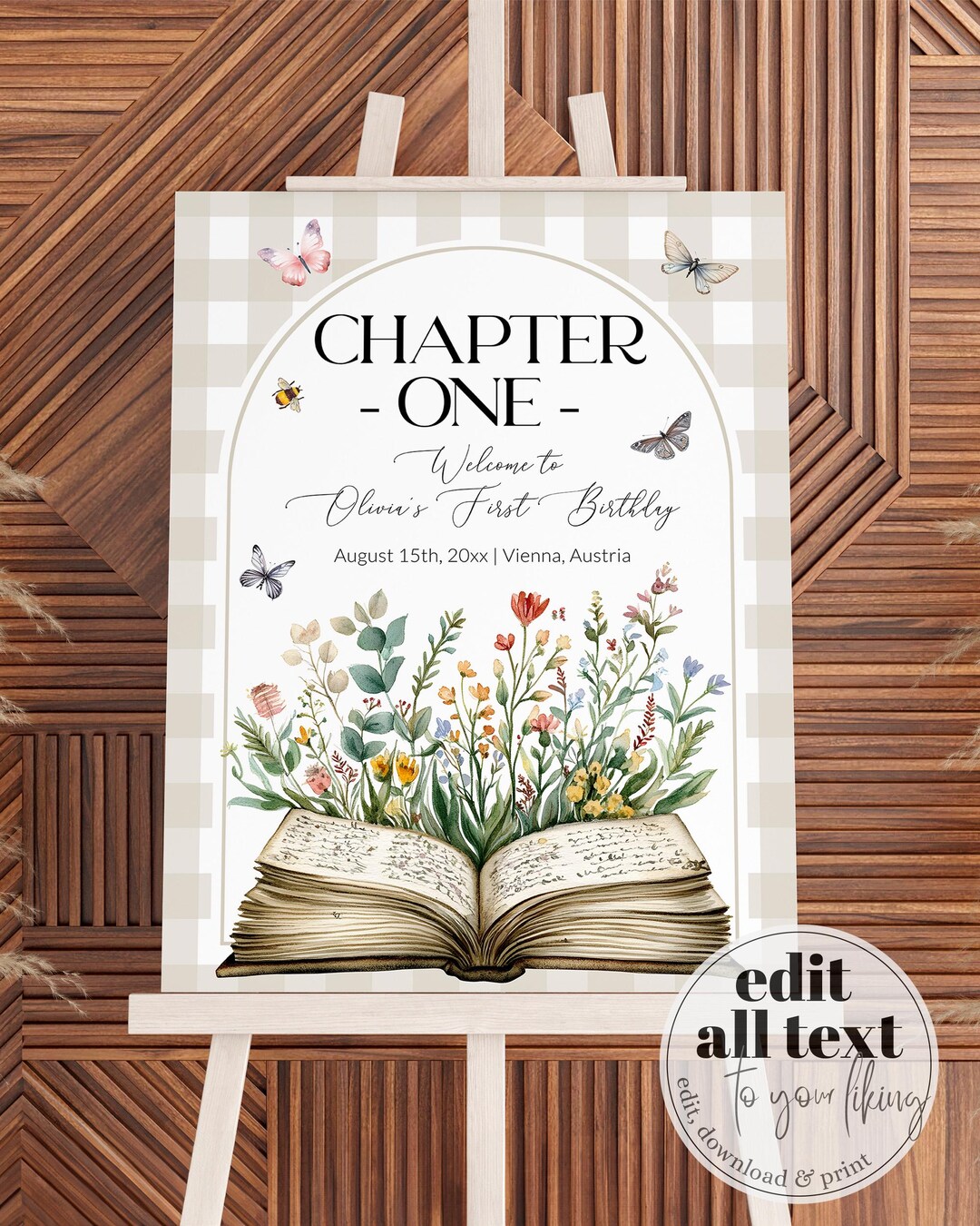 Chapter One Welcome Sign Template, Storybook First Birthday New Chapter ...