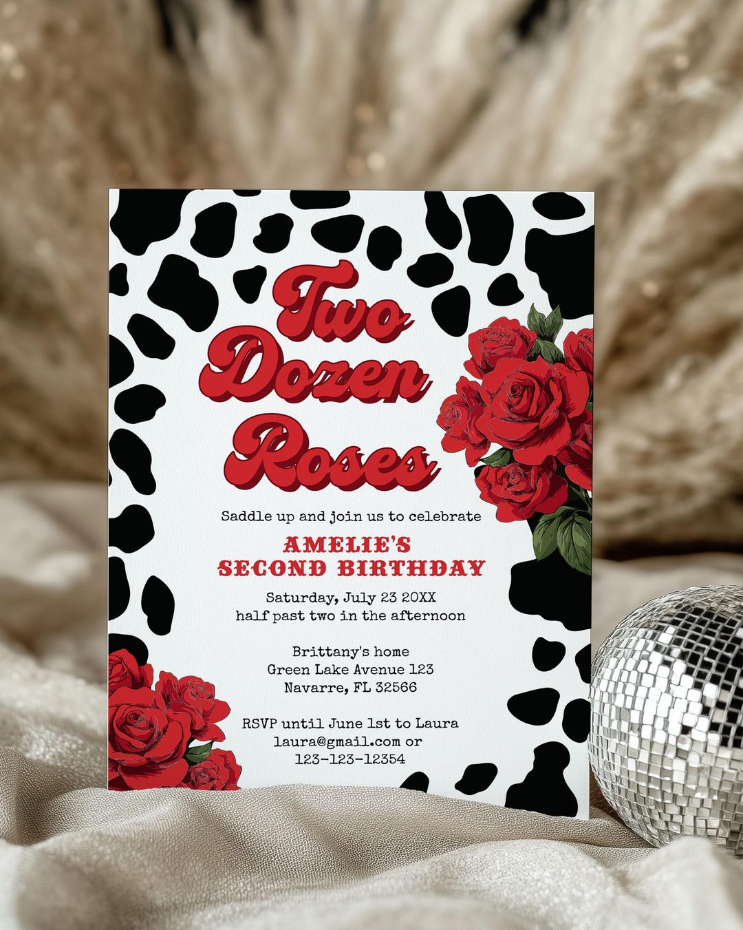 Two Dozen Roses Second Birthday Invitation, Toddler Cowgirl Western ...