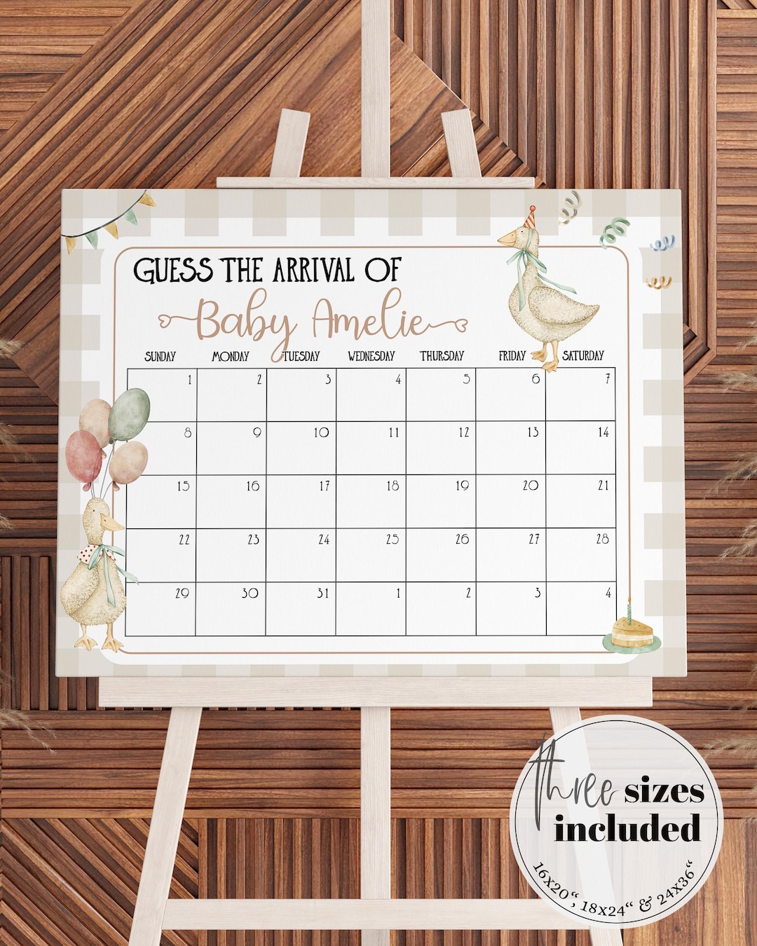 One Silly Goose Baby Arrival Sign, Editable Silly Goose Due Date Game ...