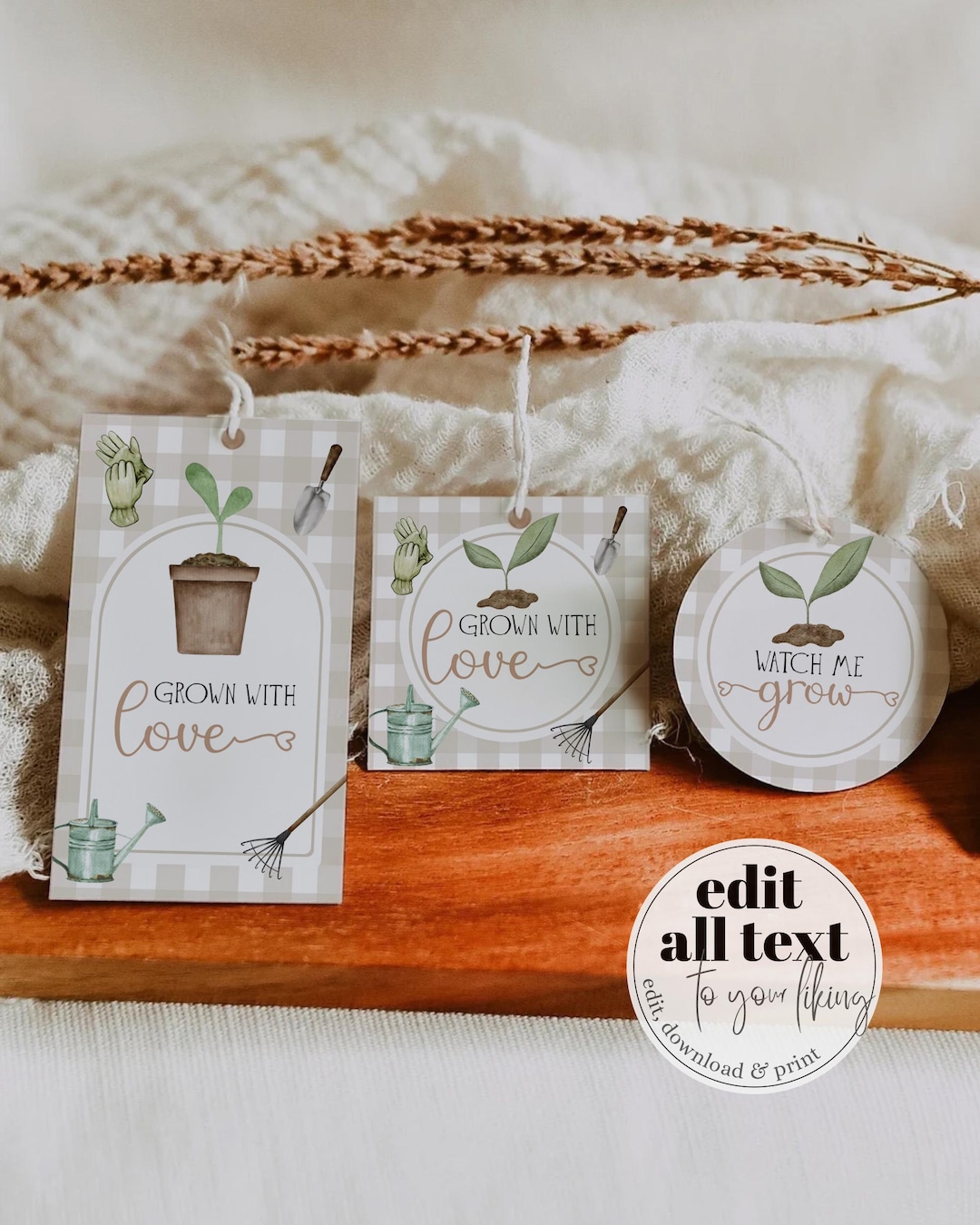 Little Sprout Baby Shower Favor Tags Grown With Love Farmers Market ...