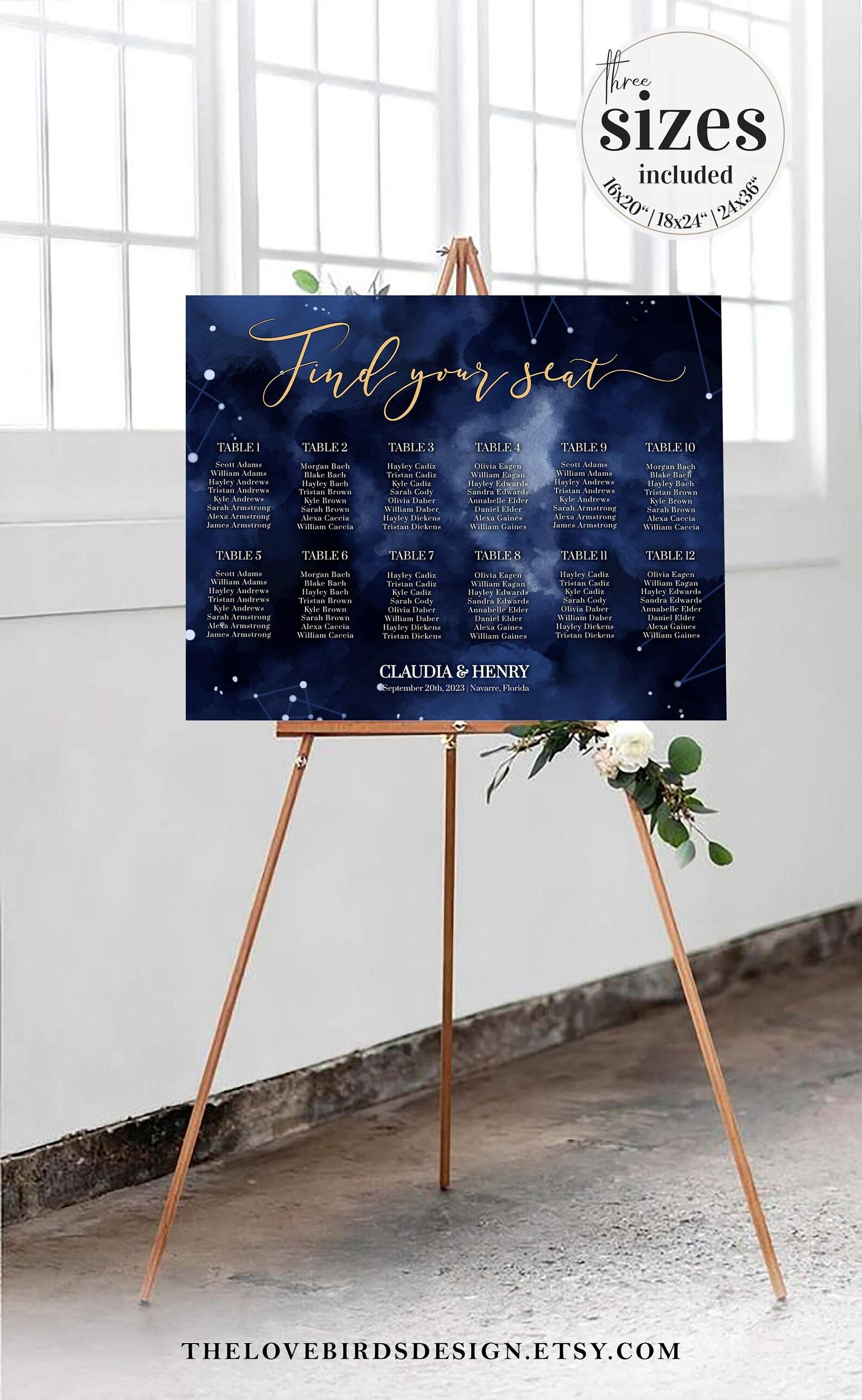 Celestial Wedding Seating Chart With Stars Constellation for - Etsy