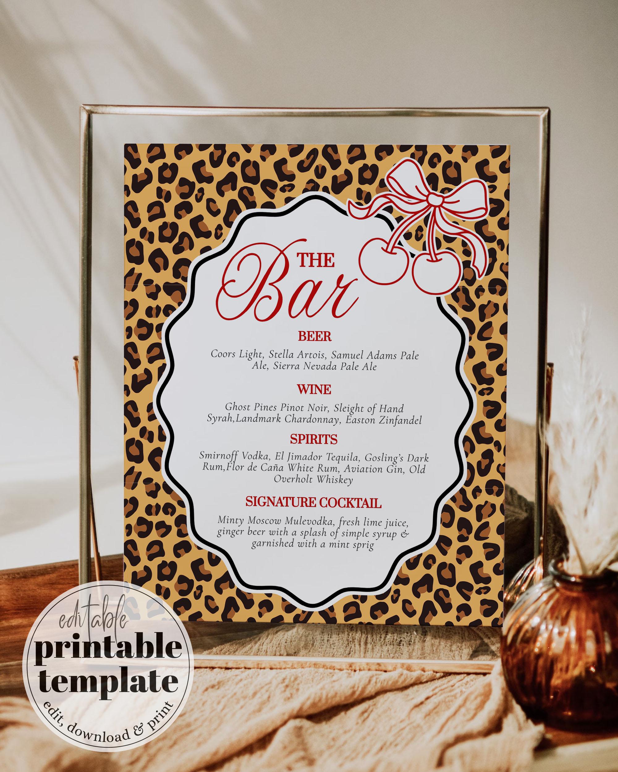 Girls Gone Wild Bar Menu Sign, Cheetah Party Animals Signature Cocktail ...