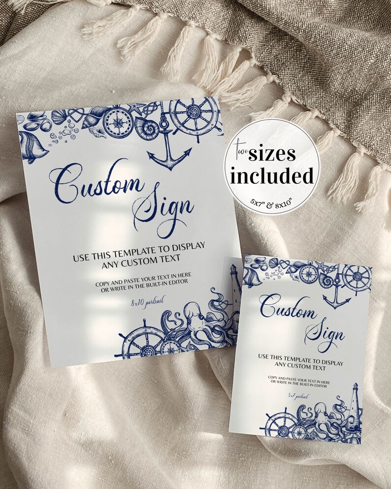 Beach Wedding Bar Sign Nautical Signature Cocktail Drink Menu Coastal ...