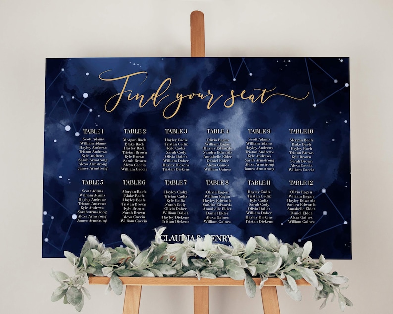 Celestial Wedding Seating Chart With Stars Constellation for - Etsy