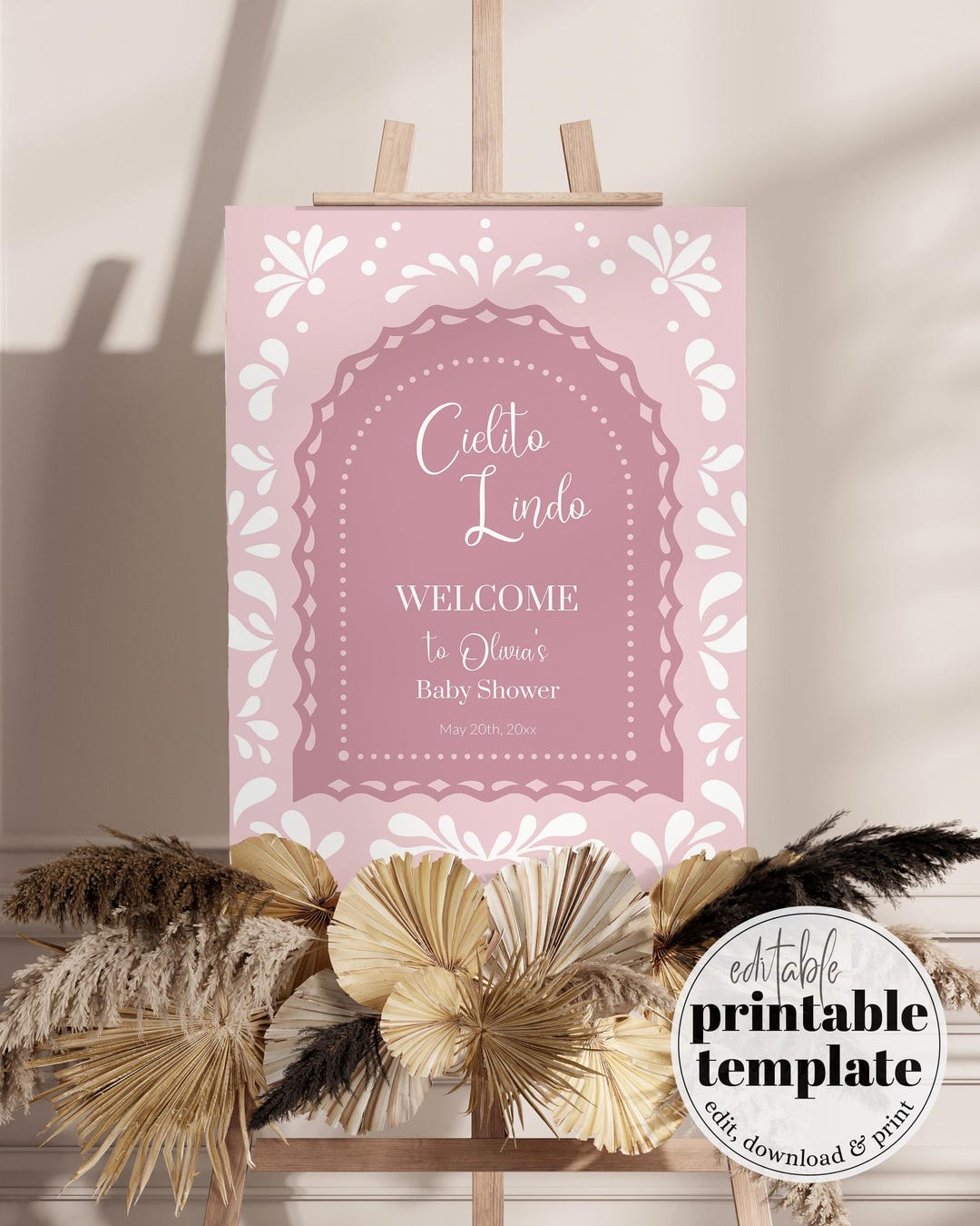 Cielito Lindo Welcome Sign Girls Baby Shower, Editable Mexican Themed ...