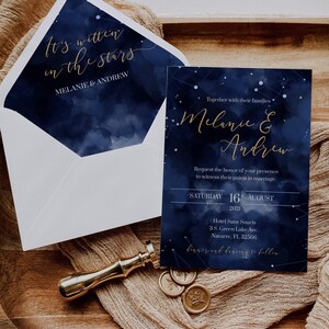 Celestial Envelope Liner Template for Wedding Instant Download, Starry ...
