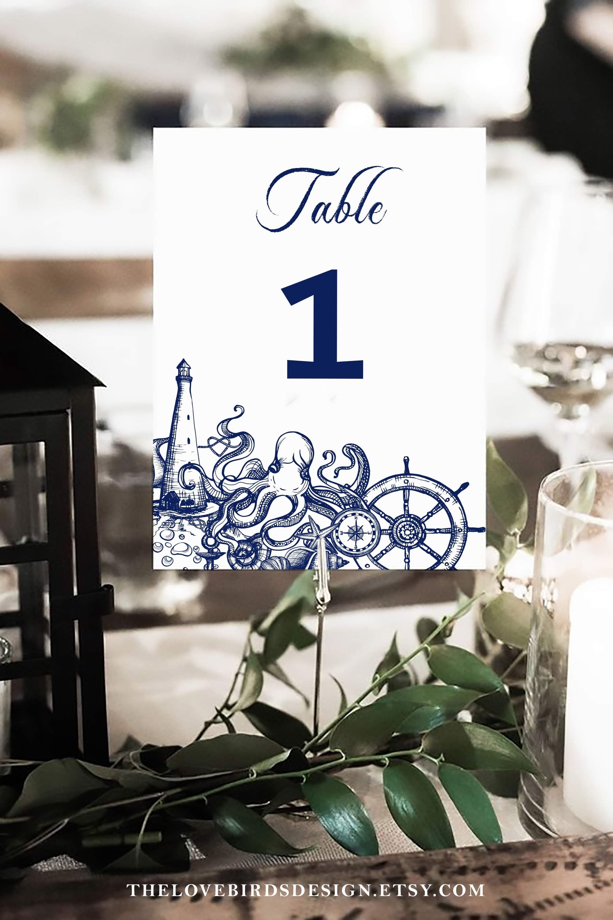 Nautical Table Numbers Template for Wedding Bridal Party or | Etsy