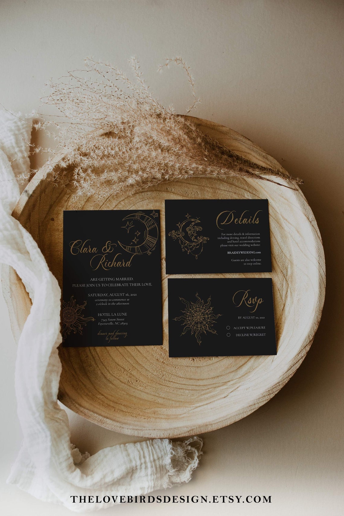 Celestial Wedding Invitation Template for Black Witchy Wedding - Etsy