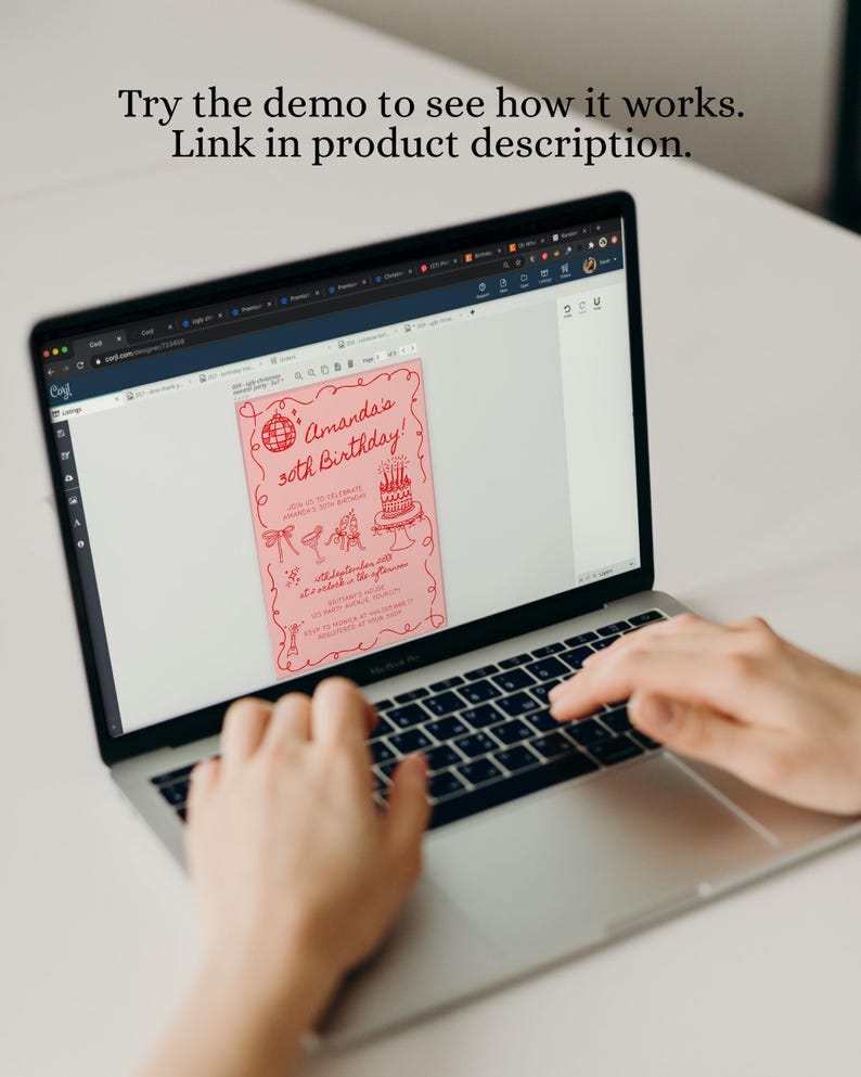 Wavy Doodle Birthday Invitation, Funky Handwritten Adult Birthday ...