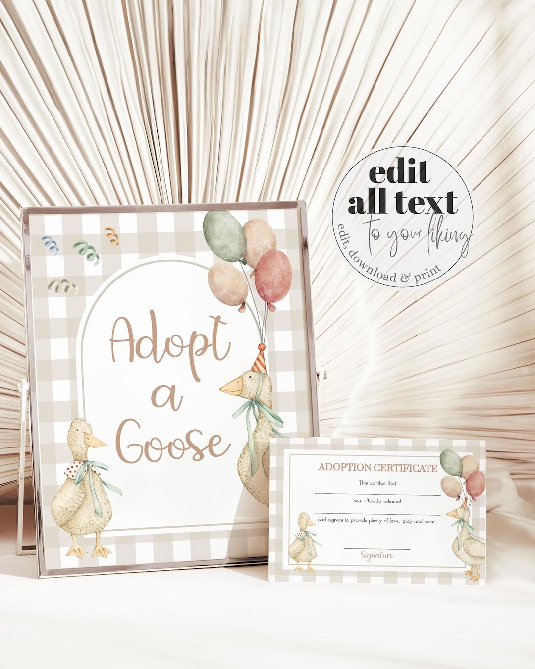 One Silly Goose Adoption Party Game Certificate Template, Gender ...