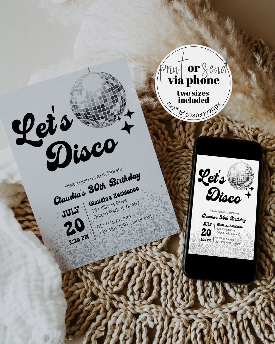 Editable Let's Disco Retro Birthday Party Invitation | Groovy 70s Disco ...