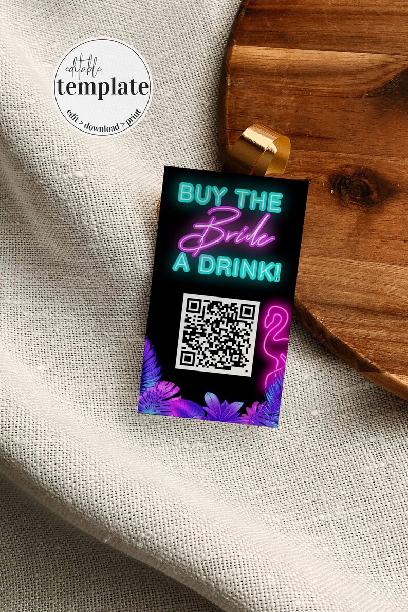 Buy The Bride A Drink Card Template For Tropical Bachelorette Etsy Hong Kong