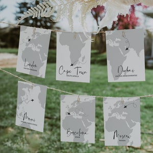 Travel Table Numbers Template, Destination Wedding Seating Cards ...