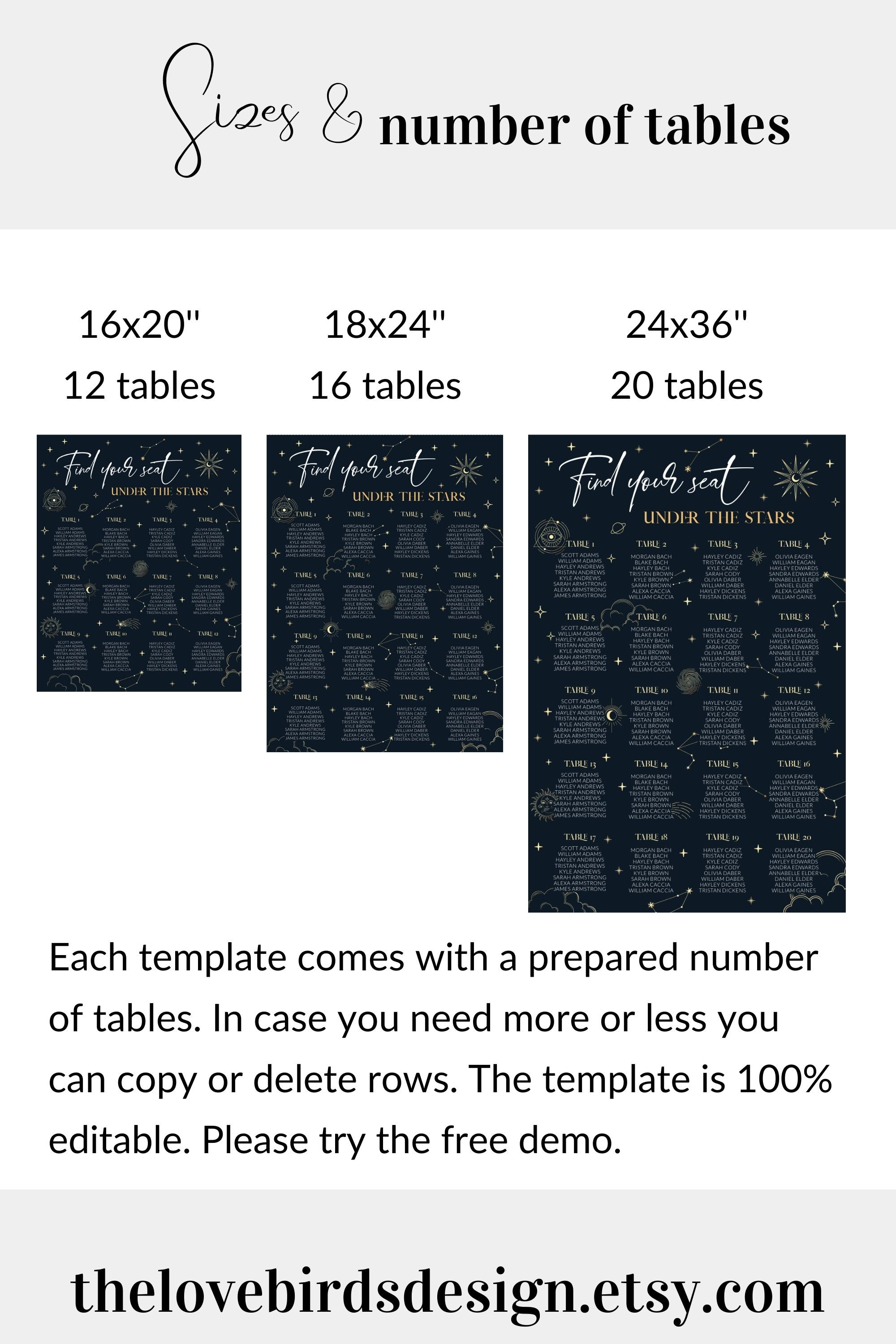 Moon Wedding Seating Chart for Celestial Wedding | Etsy