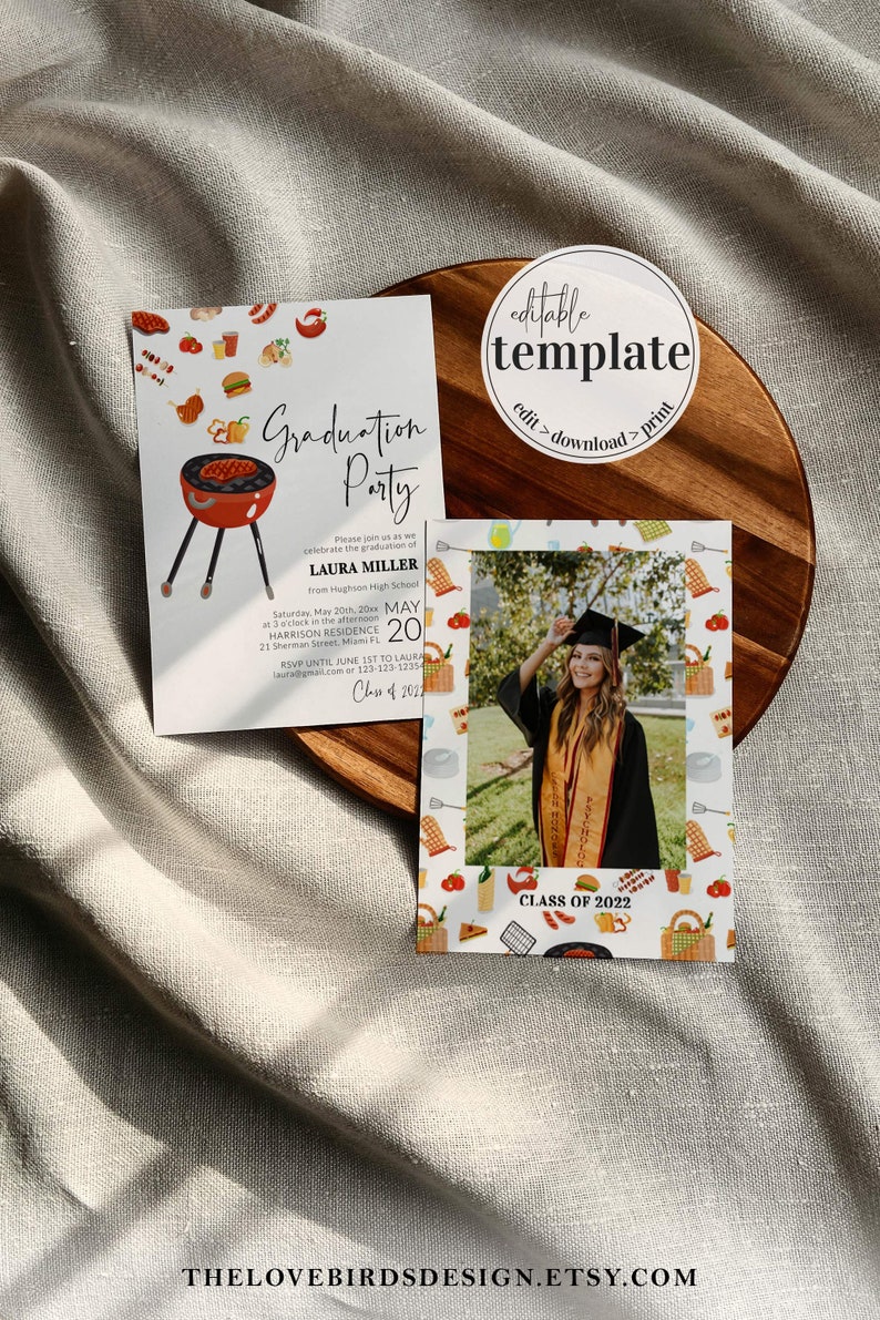 Graduation BBQ Invitation Template for Class of 2022 With | Etsy