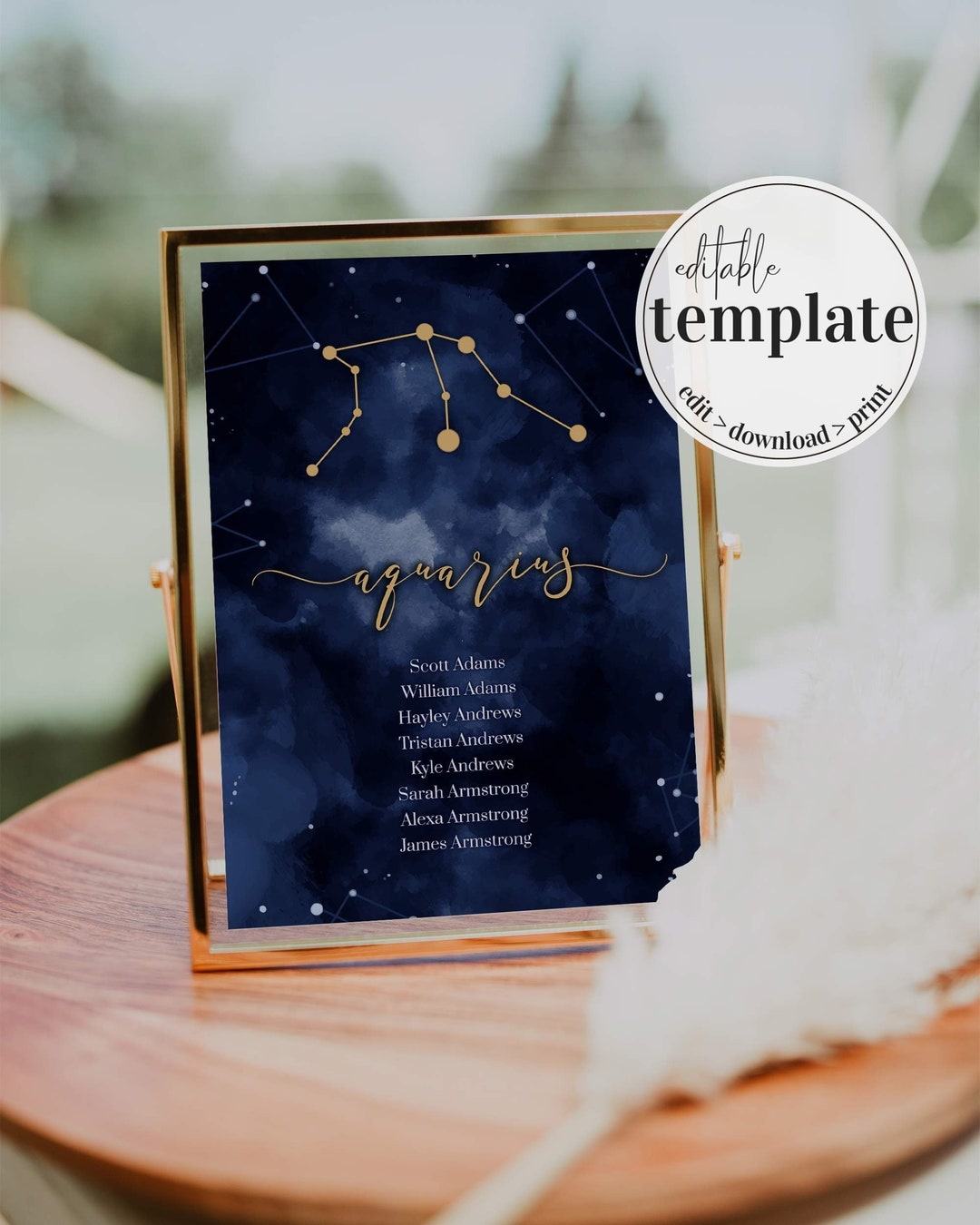 Celestial Wedding Decor Constellation Seating Chart Cards With Zodiac ...