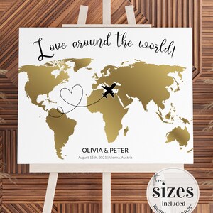 World Map Guestbook Sign Template With a Travel Theme for Destination ...