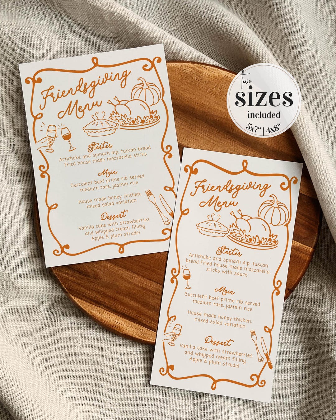 Friendsgiving Dinner Menu Card, Thanksgiving Potluck Menu Template ...