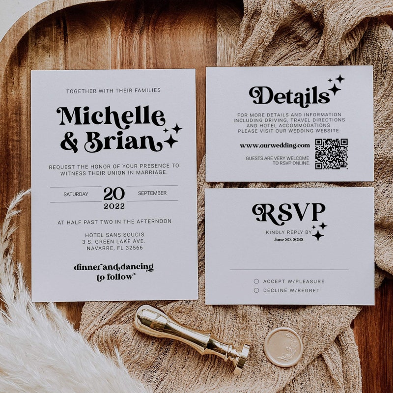 Retro Wedding Invitation - Etsy